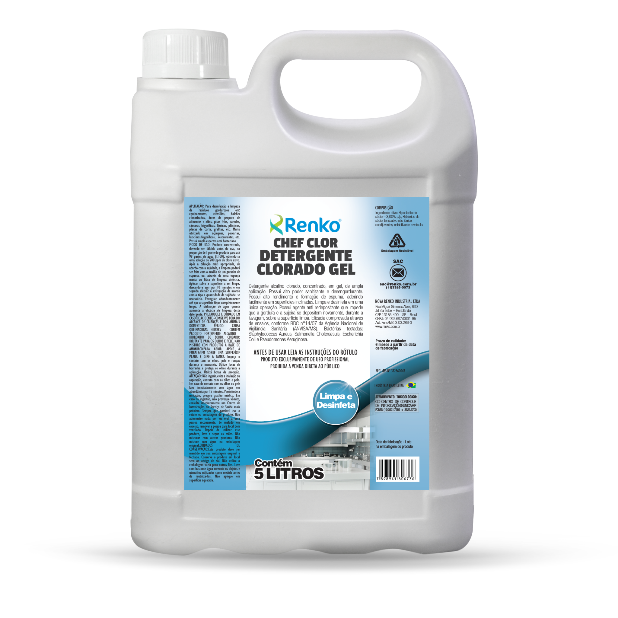 CHEF CLOR DETERGENTE CLORADO GEL 5L RENKO – Impolut